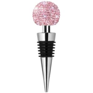 soleebee bling decorative wine stoppers,wine bottle stopper with crystal rhinestone, beverage bottle stoppers for gifts, bar, holiday party, wedding (pink)