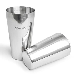 cocktail shaker set bartender kit by premier hut - 22 oz and 25 oz stainless steel boston shakers - drink mixer martini shaker set - 2 piece mixology bartender kit