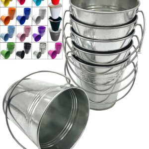 ITALIA 6 Pack,Size 7.5 x 7.5" H, Color Galvanized, Quality Metal Bucket,3.7 Quart 6-Pack