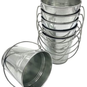 ITALIA 6 Pack,Size 7.5 x 7.5" H, Color Galvanized, Quality Metal Bucket,3.7 Quart 6-Pack