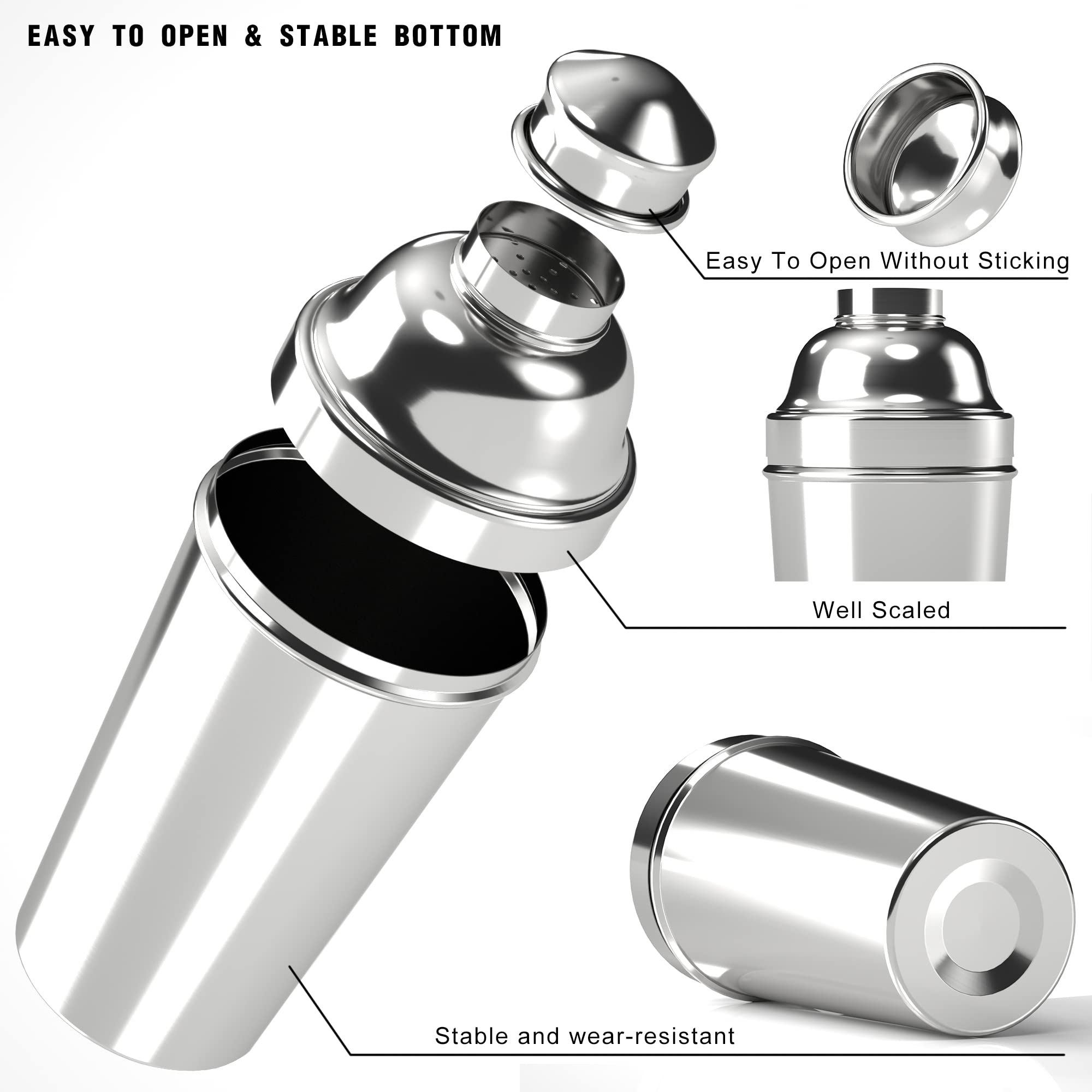 Cocktail Shaker 60 oz Stainless Steel Professional Martini Shaker Large Drink Shaker with Strainer for Bartending Bartender Shaker Margarita Mixer