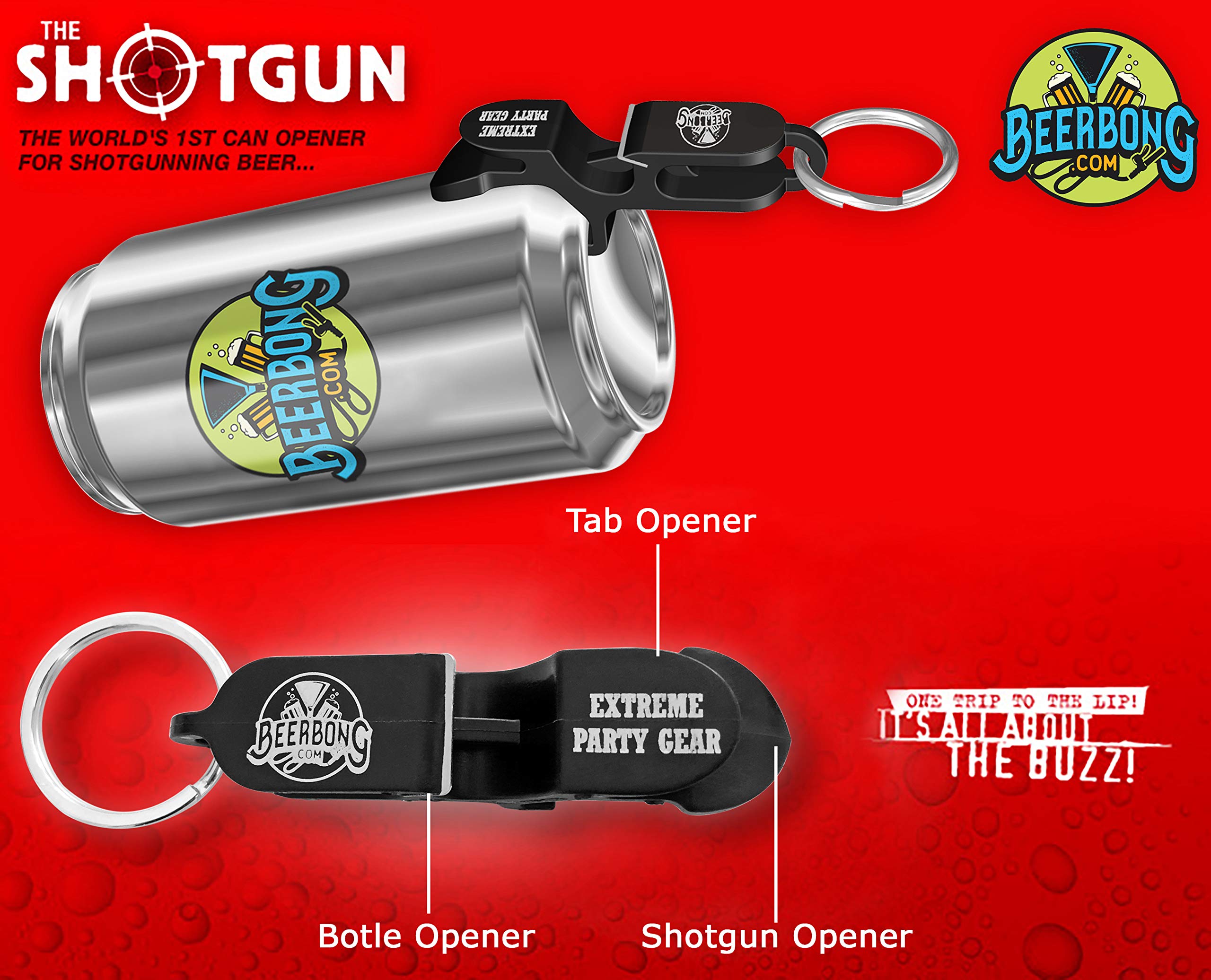 Metal Shotgun Keychain Tool Beer Bong America’s 3-Pack, Bottle Opener, Shotgunning Tool, and Tap Opener All in One