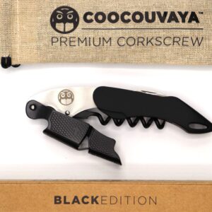 Coocouvaya Wise Products Premium Professional Corkscrew Wine Bottle Opener Black Edition for Wine Lovers, Sommeliers, Waiters and Bartenders Eco friendly pouch and packaging.(1 PACK)