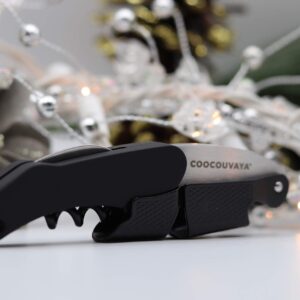 Coocouvaya Wise Products Premium Professional Corkscrew Wine Bottle Opener Black Edition for Wine Lovers, Sommeliers, Waiters and Bartenders Eco friendly pouch and packaging.(1 PACK)