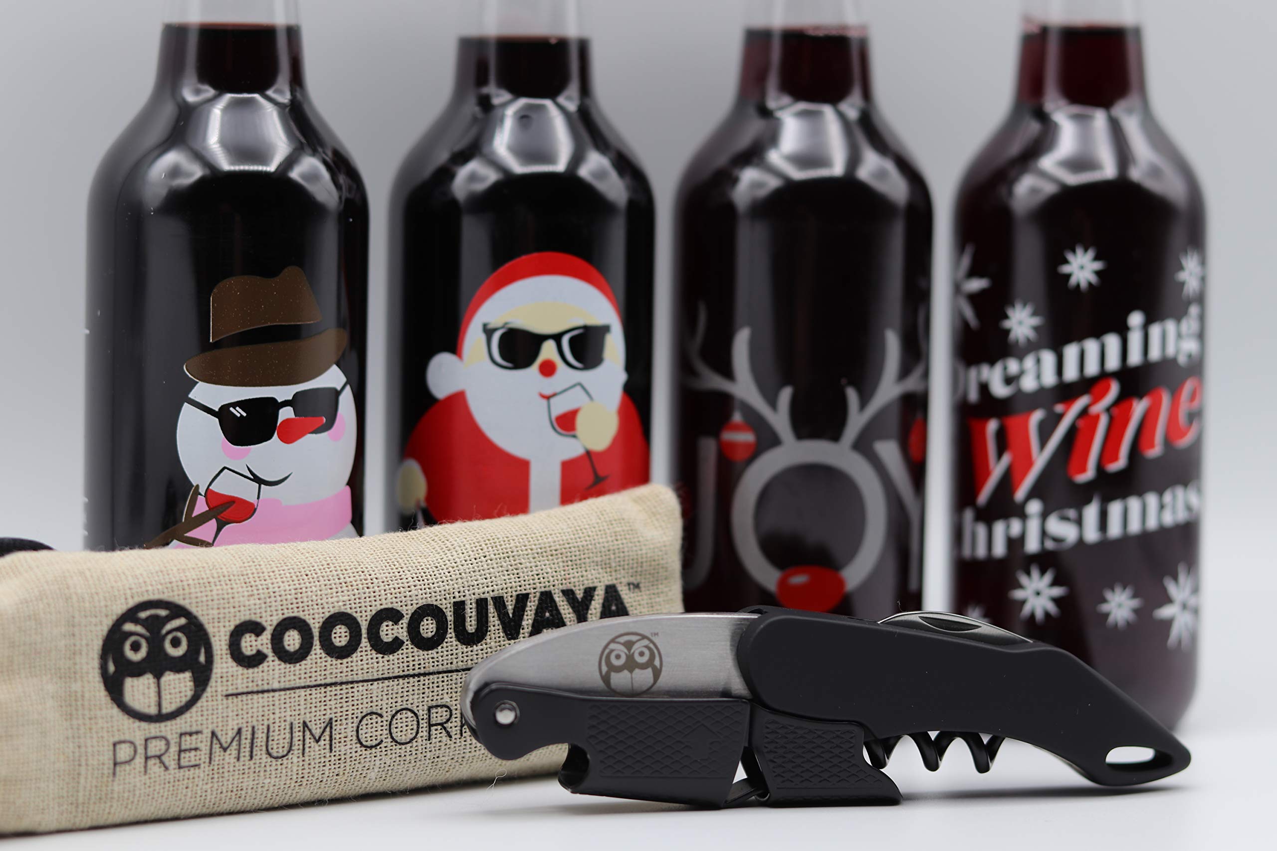 Coocouvaya Wise Products Premium Professional Corkscrew Wine Bottle Opener Black Edition for Wine Lovers, Sommeliers, Waiters and Bartenders Eco friendly pouch and packaging.(1 PACK)