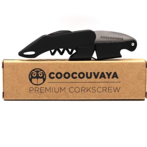 Coocouvaya Wise Products Premium Professional Corkscrew Wine Bottle Opener Black Edition for Wine Lovers, Sommeliers, Waiters and Bartenders Eco friendly pouch and packaging.(1 PACK)