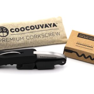 Coocouvaya Wise Products Premium Professional Corkscrew Wine Bottle Opener Black Edition for Wine Lovers, Sommeliers, Waiters and Bartenders Eco friendly pouch and packaging.(1 PACK)