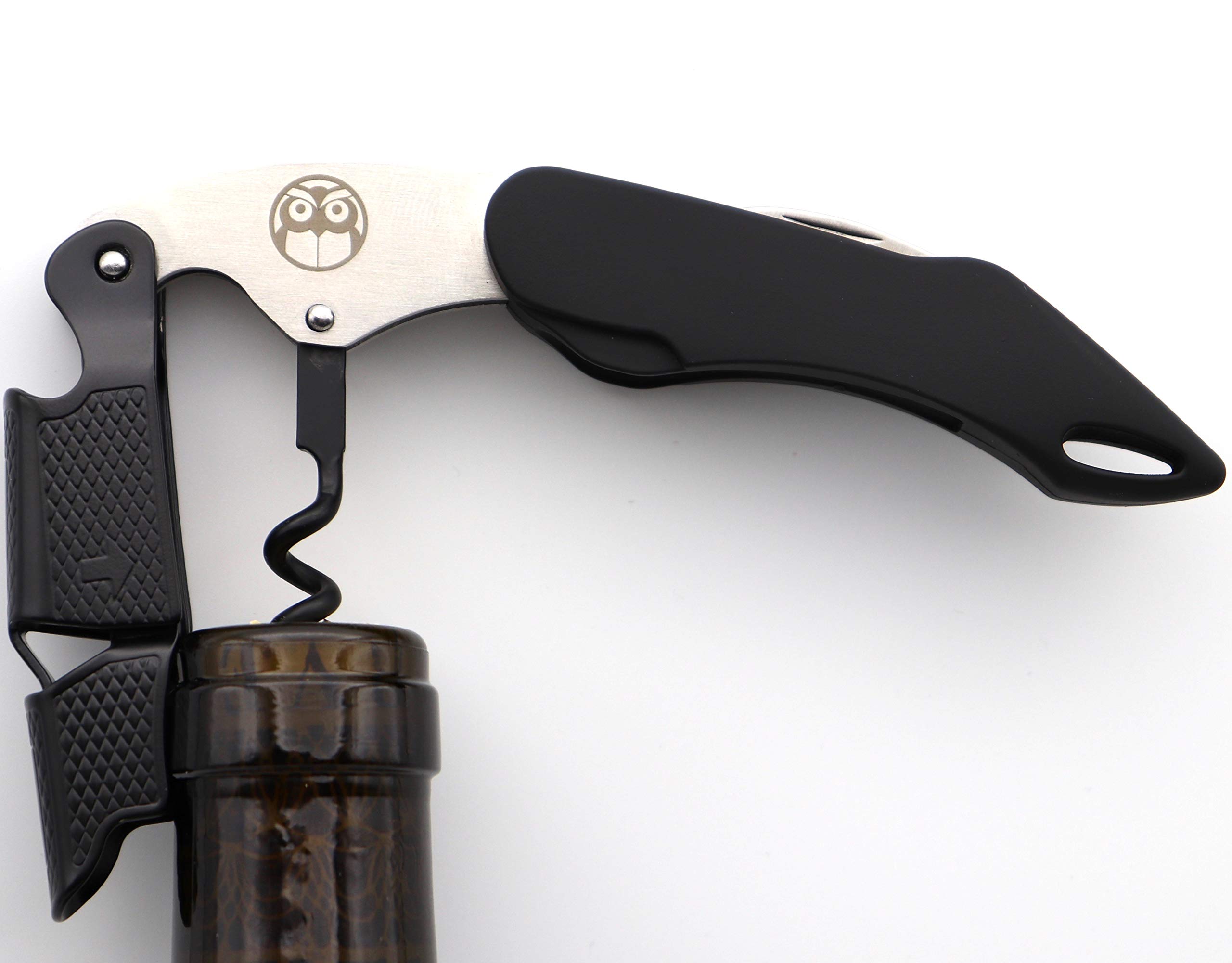 Coocouvaya Wise Products Premium Professional Corkscrew Wine Bottle Opener Black Edition for Wine Lovers, Sommeliers, Waiters and Bartenders Eco friendly pouch and packaging.(1 PACK)