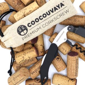 Coocouvaya Wise Products Premium Professional Corkscrew Wine Bottle Opener Black Edition for Wine Lovers, Sommeliers, Waiters and Bartenders Eco friendly pouch and packaging.(1 PACK)