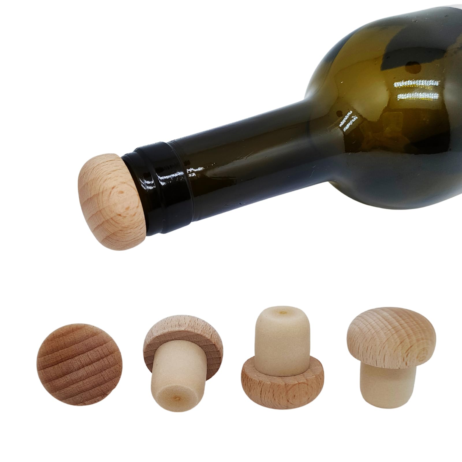 Wine Bottle Corks Mushroom T Shaped Cork Plugs for Wine Cork Wine Stopper Reusable Wine Corks Wooden and Rubber Bottle Stoppers (8, L)