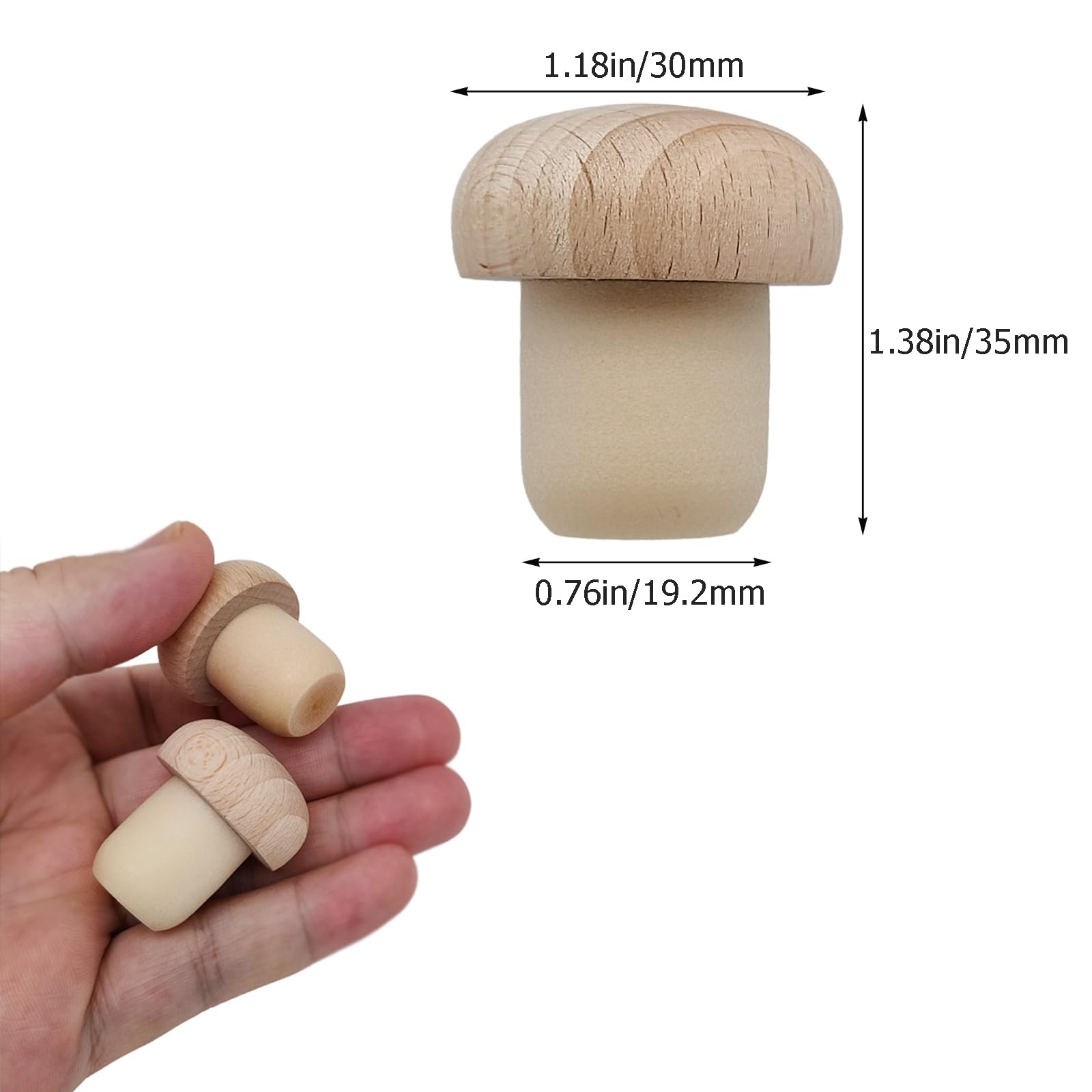 Wine Bottle Corks Mushroom T Shaped Cork Plugs for Wine Cork Wine Stopper Reusable Wine Corks Wooden and Rubber Bottle Stoppers (8, L)