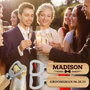 Personalized Wooden Bottle Opener Gift, Engraved Wedding Gift for Best man, Father of the Bride, Usher Groomsman (Set of 6)