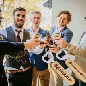 Personalized Wooden Bottle Opener Gift, Engraved Wedding Gift for Best man, Father of the Bride, Usher Groomsman (Set of 6)