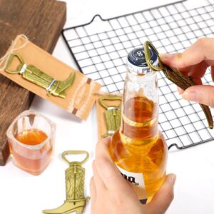 24 Pcs Cowboy Boot Bottle Openers Wedding Party Favors Metal Stainless Steel Bottle Openers with Exquisite Packaging for Wedding Birthday Anniversary, Gold