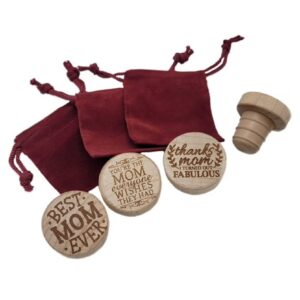 tangico 99-2319 wine stopper trio mom, mother's day, gift for bar kitchen, wine, wine stopper, wine stoppers