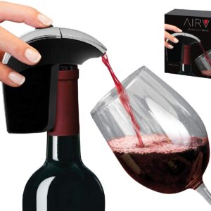 AirVi Automatic Wine Dispenser and Aerator, Electric Wine Decanter and Pourer, Premium Wine Accessories for Enhanced Aroma and Flavor, No Spills or Drips, Clean Pouring, Silver