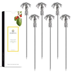 homestia 6pcs metal cocktail picks for drinks, palm tree martini picks olive martini picks cocktail accessories for drinks, 4.7" retro art deco cocktail toothpicks cocktail garnish cocktail swords