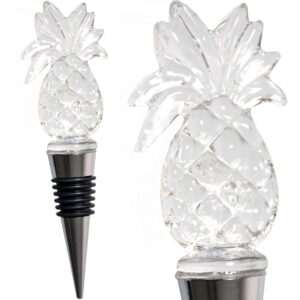 glass pineapple wine stopper - decorative, unique, handmade, eye-catching glass wine bottle stopper – pineapple gift, wine gift for host/hostess - wine corker/sealer – pineapple bar accessories