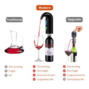 Electric Wine Aerator, Wine Aeration and Decanter Wine Dispenser Spout Pourer,Wine Accessories Gift for Wine Lovers-Black