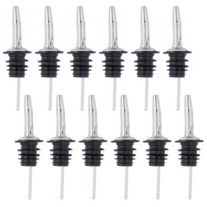 (pack of 12) stainless steel liquor pourer with tapered speed spout, liquor pour spouts by tezzorio