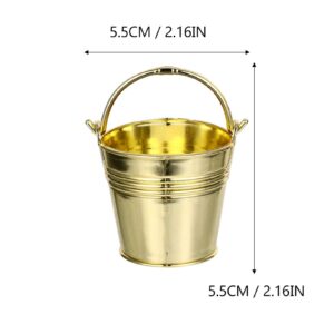 DOITOOL 10pcs Gold Bucket with Handle Plastic Candy Cookie Barrel Plastic Goody Bucket 5. 5x5. 5x5. 5cm Snack Cookie Bucket for Birthday Picnic Party Favors Organizing Decorations