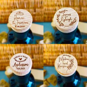 Personalized 100 PCS Wine Bottle Cork Stoppers with Foiled Thank You Stand Card,Personalized Wedding Favors Bridal Shower Favors