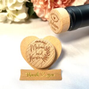 Personalized 100 PCS Wine Bottle Cork Stoppers with Foiled Thank You Stand Card,Personalized Wedding Favors Bridal Shower Favors