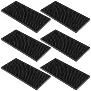 hakzeon 6 pcs 12 x 6 inches rubber bar service mat, non slip rubber bar spill mat, bar mats for bar, restaurant, club, hotel, office break room, kitchen and pantry, black