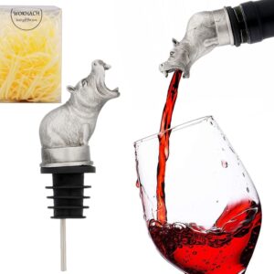 WOKHACH Animal Wine Aerator & Liquor Pourer for Bar,Home and Party Wine Pourer Aerator Festival Gift (Hippo Silver Gray)