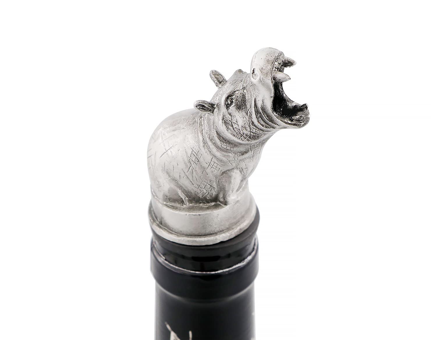 WOKHACH Animal Wine Aerator & Liquor Pourer for Bar,Home and Party Wine Pourer Aerator Festival Gift (Hippo Silver Gray)