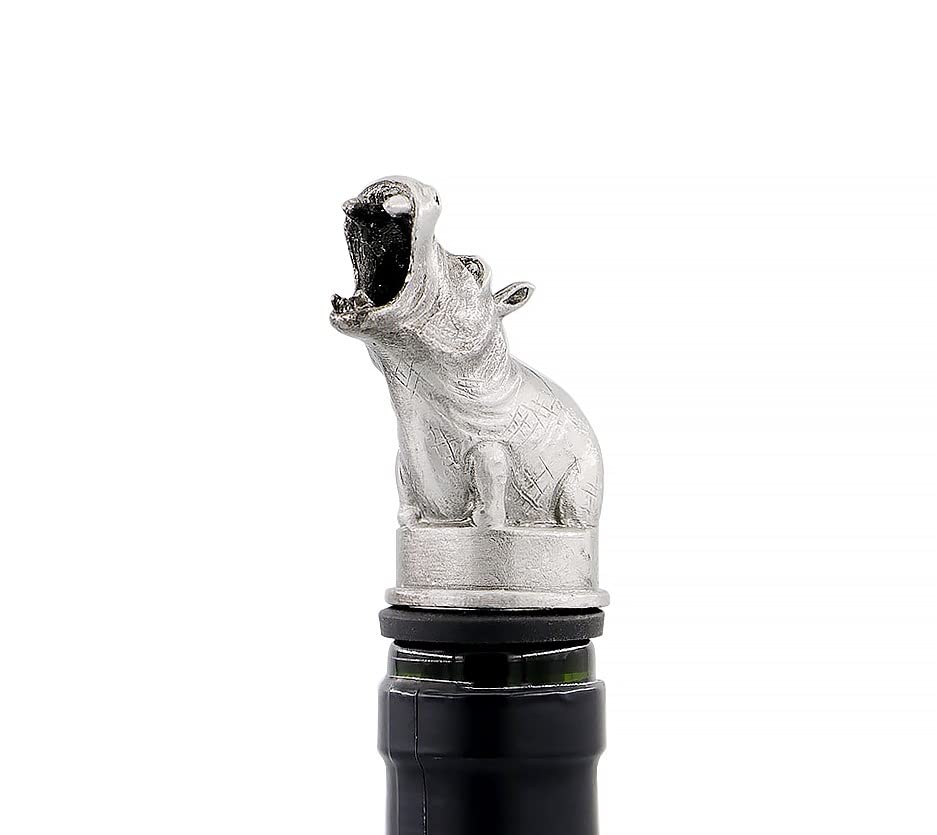 WOKHACH Animal Wine Aerator & Liquor Pourer for Bar,Home and Party Wine Pourer Aerator Festival Gift (Hippo Silver Gray)