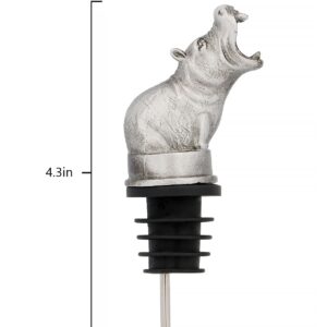 WOKHACH Animal Wine Aerator & Liquor Pourer for Bar,Home and Party Wine Pourer Aerator Festival Gift (Hippo Silver Gray)