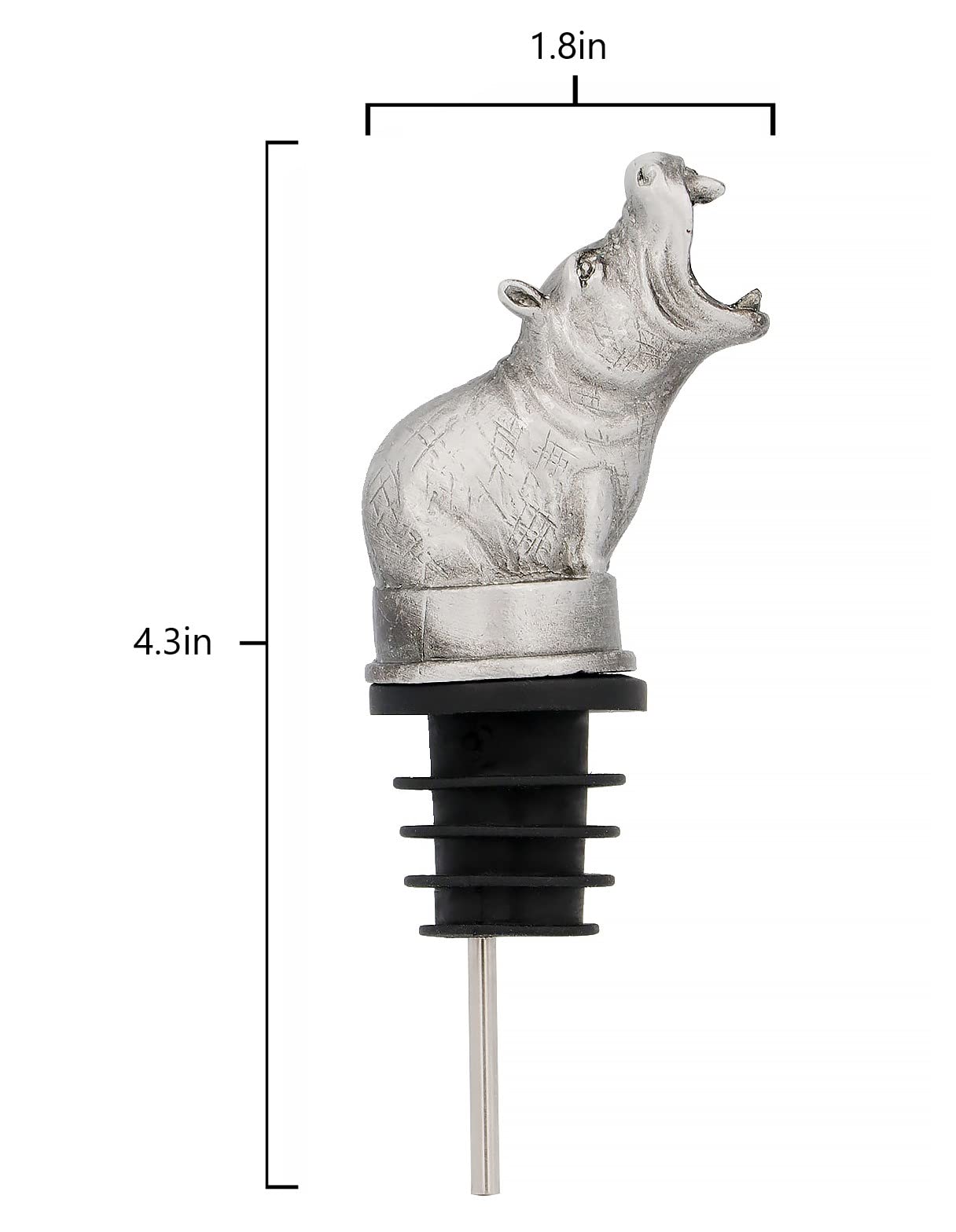 WOKHACH Animal Wine Aerator & Liquor Pourer for Bar,Home and Party Wine Pourer Aerator Festival Gift (Hippo Silver Gray)