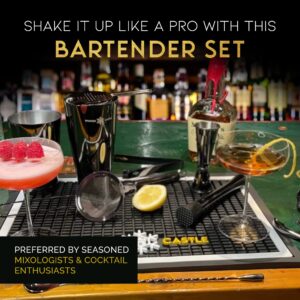 Cocktail Shaker Set 16 Piece, Mixology Essential, All-in-One Cocktail Set, Drink Shaker, Strainers and Essential Bar Tools, Bar Set for Beginner & Professional Use, Black - WinterCastle Enterprises