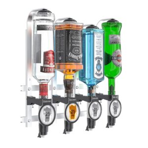 barbarian liquor dispenser for home bar 3/4/6 bottle wall mounted - bar butler shot measure bracket alcohol wine upside down drink jigger optics man cave