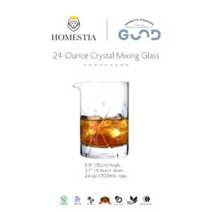 Homestia Professional 24 oz Cocktail Mixing Glass with Extra Thick Bottom, Snowflake Pattern Cocktail Stirring Glass Bar Mixing Glass, Crystal Mixing Pitcher Cocktail Mixer Old Fashioned Glass