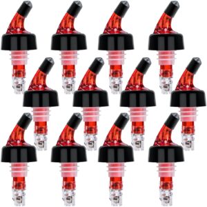 automatic measured bottle pourer - pack of 12, 1 oz (30 ml) quick shot spirit measure pourer drinks wine cocktail dispenser home bar tools (red 12pcs)… (red 12pcs)