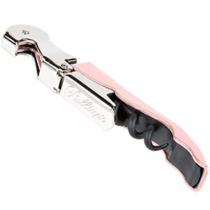 pulltap's double-hinged waiters corkscrew, wine opener and foil cutter, beer bottle opener, light pink