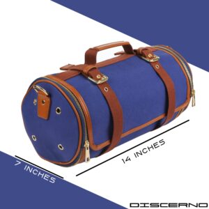 Discerno Bartender Travel Bag - Cocktail Barware Roll Bag and Tool Set w/ Vegan Leather Shoulder Strap, Cocktail Accessories Storage Case, Perfect for Mixing Cocktails and Drinks, Navy