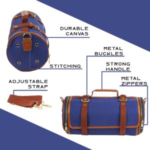 Discerno Bartender Travel Bag - Cocktail Barware Roll Bag and Tool Set w/ Vegan Leather Shoulder Strap, Cocktail Accessories Storage Case, Perfect for Mixing Cocktails and Drinks, Navy