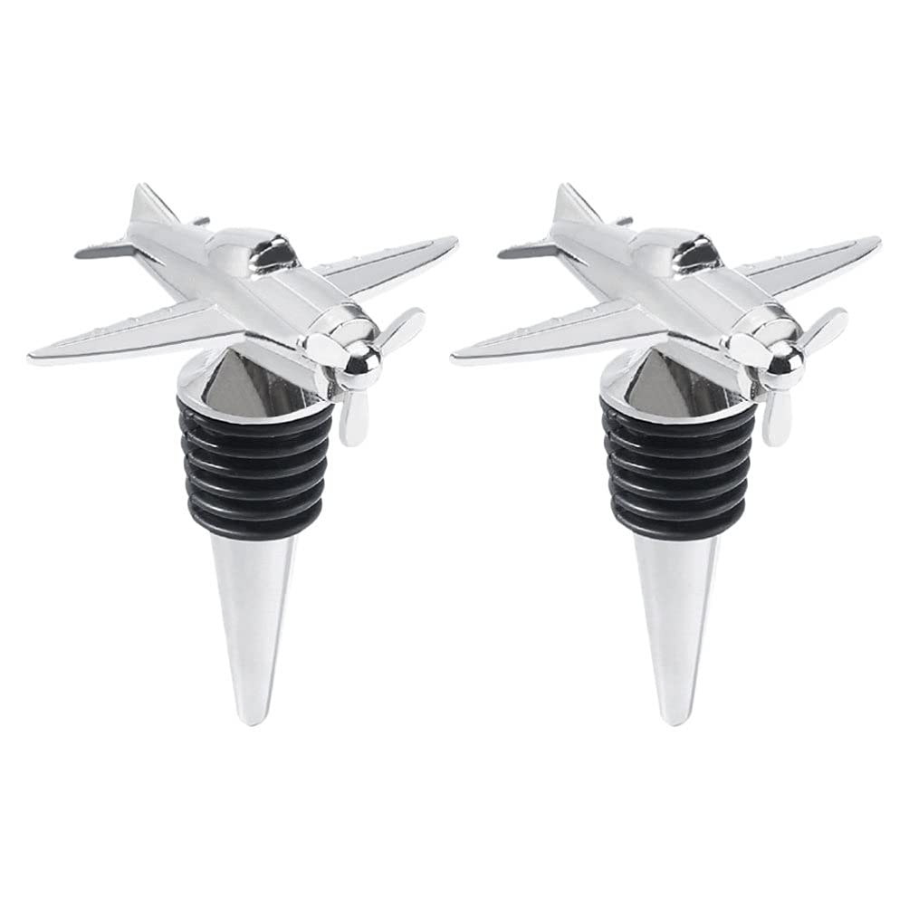 NUOBESTY 2Pcs Metal Wine Stopper Wine Bottle Stopper Airplane Bottle Stopper Decorative Champagne Bottle Stopper for Bar Home Party