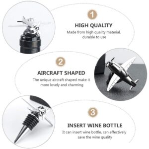 NUOBESTY 2Pcs Metal Wine Stopper Wine Bottle Stopper Airplane Bottle Stopper Decorative Champagne Bottle Stopper for Bar Home Party