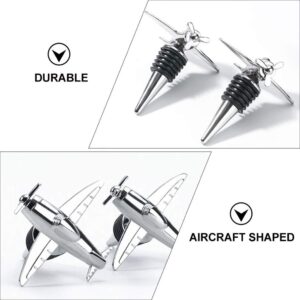 NUOBESTY 2Pcs Metal Wine Stopper Wine Bottle Stopper Airplane Bottle Stopper Decorative Champagne Bottle Stopper for Bar Home Party