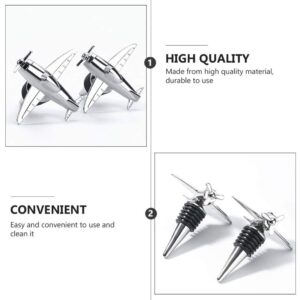 NUOBESTY 2Pcs Metal Wine Stopper Wine Bottle Stopper Airplane Bottle Stopper Decorative Champagne Bottle Stopper for Bar Home Party