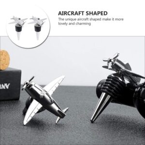 NUOBESTY 2Pcs Metal Wine Stopper Wine Bottle Stopper Airplane Bottle Stopper Decorative Champagne Bottle Stopper for Bar Home Party