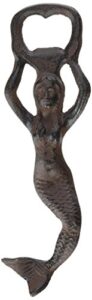 antique reproduction iron mermaid bottle opener rust