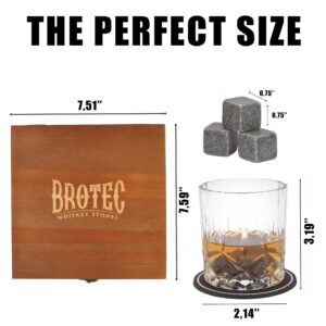 Whiskey Stones Gift Set - 8 Granite Chilling Whisky Rocks - 2 Large Crystal Whiskey Drinking Glasses - 2 Coasters in Handmade Wooden Box – Premium Bar Accessories for the Best Tasting Beverages