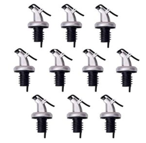 10 pcs pour spouts, tbwhl olive oil vinegar dispenser bottle liquor wine pourers flip top stopper leak-proof with lid for kitchen and bar