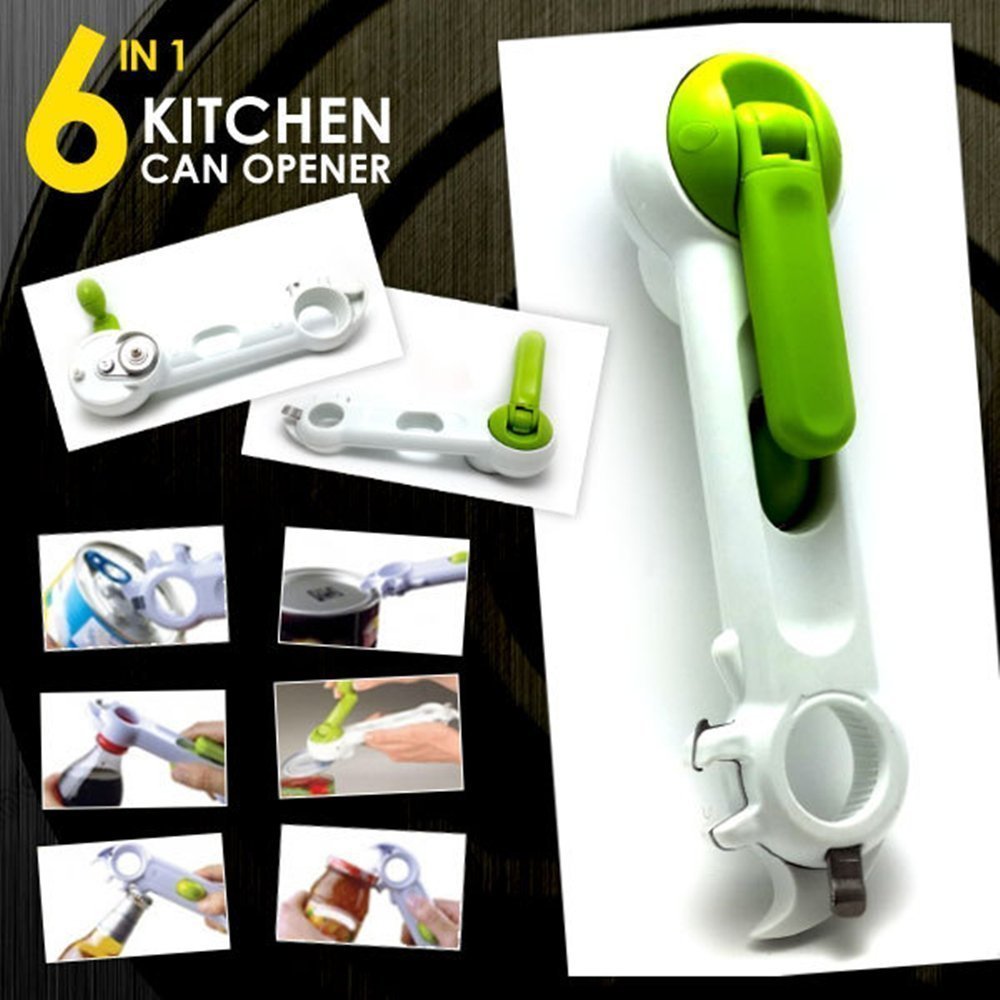 Multifunctional 6 in 1 One Touch Can Jar Bottle Opener Kitchen Tool by TJSpecia