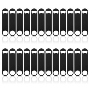 ohiyoo 24 pack flat beer bottle opener 5 inch heavy duty stainless steel flat bottle opener metal beer bottle openers black beer openers for bartender kitchen bar or restaurant (black, 5 inch)